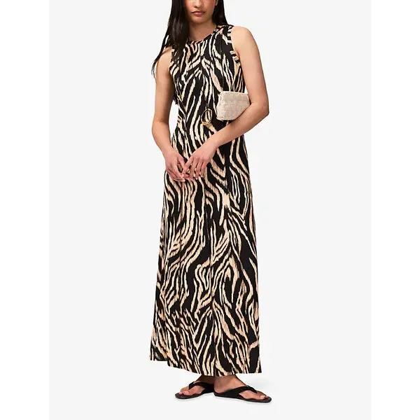 RO&ZO Zebra-print Sleeveless Maxi Dress