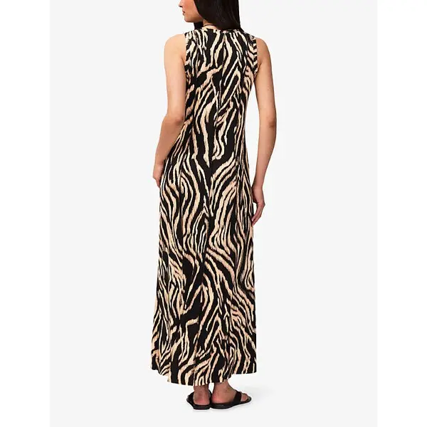 RO&ZO Zebra-print Sleeveless Maxi Dress