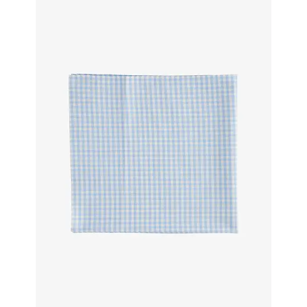 Monday Swimwear Gingham Check Cotton Headscarf - Sky Gingham