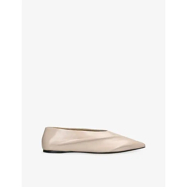 Khaite Miriam Ballerina Flats In Glazed Leather - Bone
