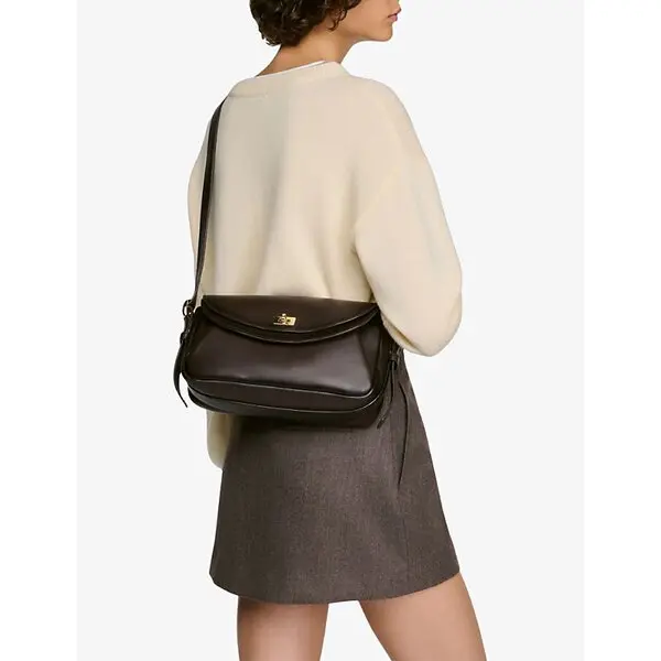 Sandro Le Mambo Small Leather Shoulder Bag - Brown