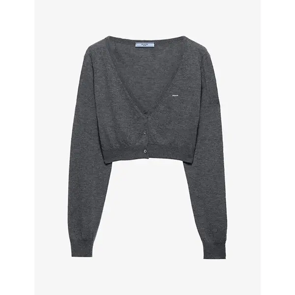 Prada Cropped Cashmere V-neck Cardigan