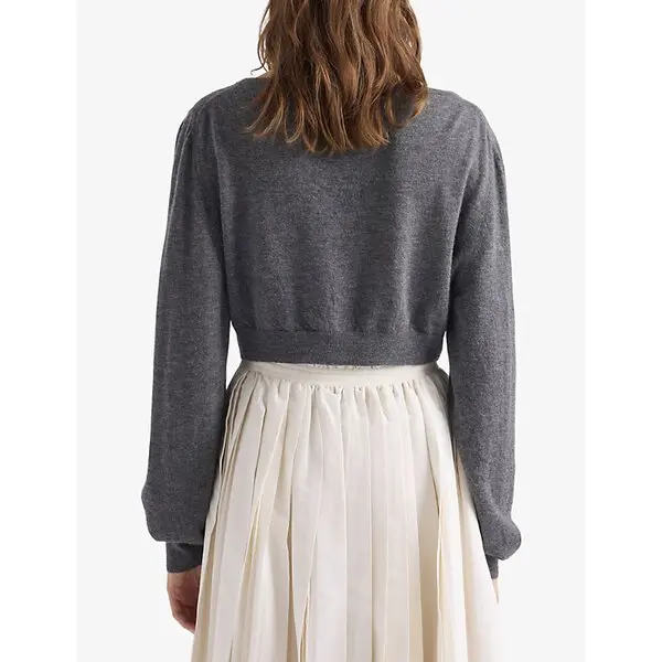 Prada Cropped Cashmere V-neck Cardigan