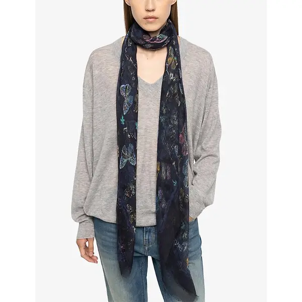 Zadig&Voltaire Kerry Butterfly-print Woven Scarf