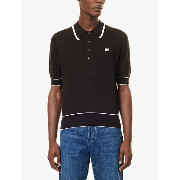 WALES BONNER Blessings Contrast-trim Wool Polo Shirt