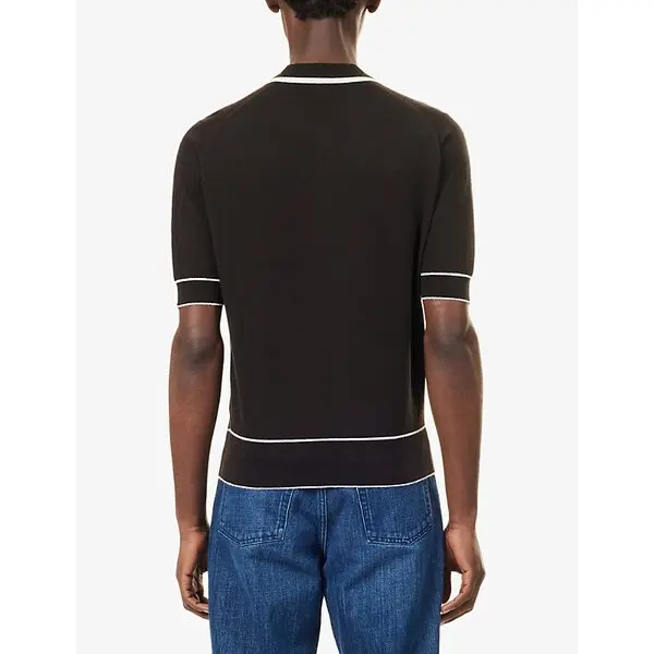 WALES BONNER Blessings Contrast-trim Wool Polo Shirt