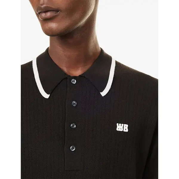 WALES BONNER Blessings Contrast-trim Wool Polo Shirt
