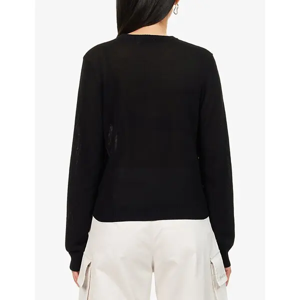 GANNI Cotton-knitted Argyle Cardigan - Black
