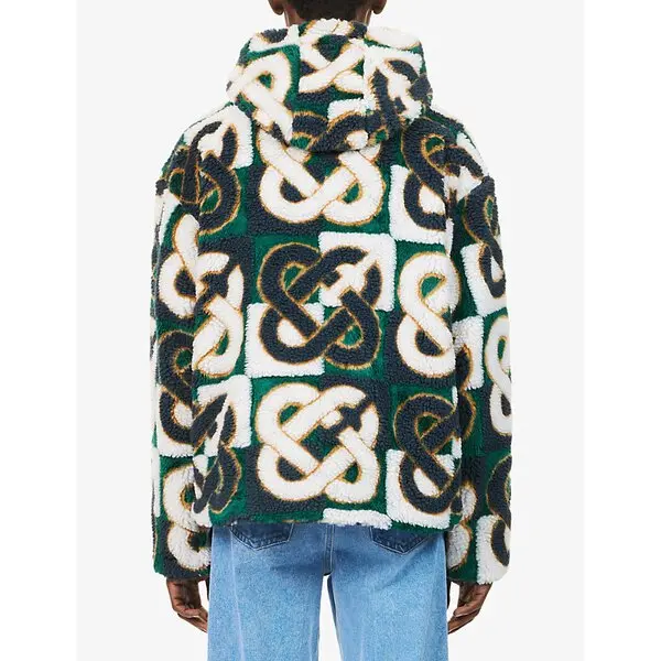 Casablanca Monogram-print Hooded Wool-blend Fleece Jacket - Green