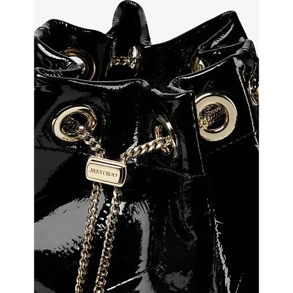 JIMMY CHOO Bon Bon Shiny Biker Leather Bucket Bag