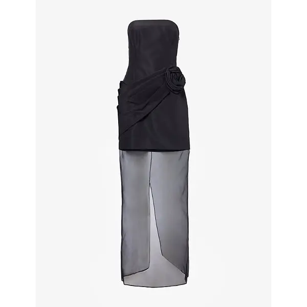 Carolina Herrera Strapless Sheer Silk Maxi Dress