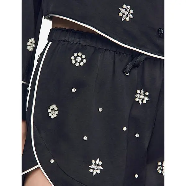 Sandro Elasticated-waist Beaded Woven Shorts