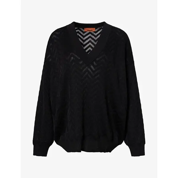Missoni V-neck Chevron-knit Cotton-blend Jumper