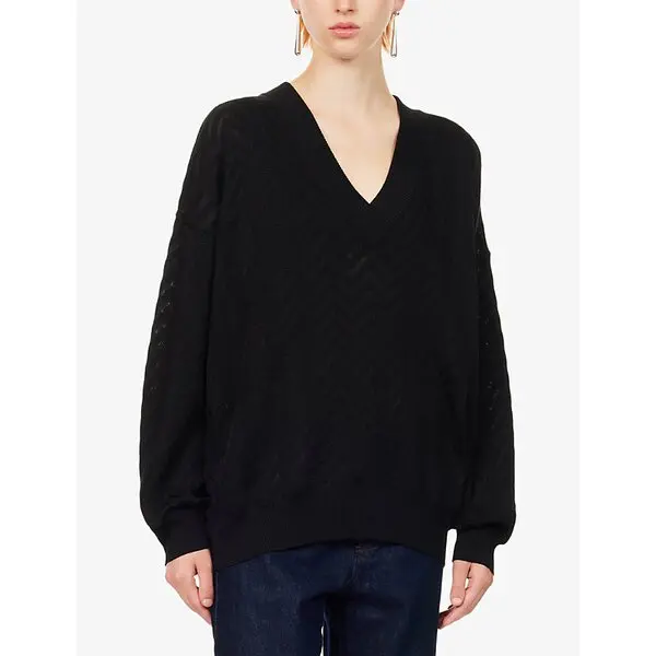 Missoni V-neck Chevron-knit Cotton-blend Jumper