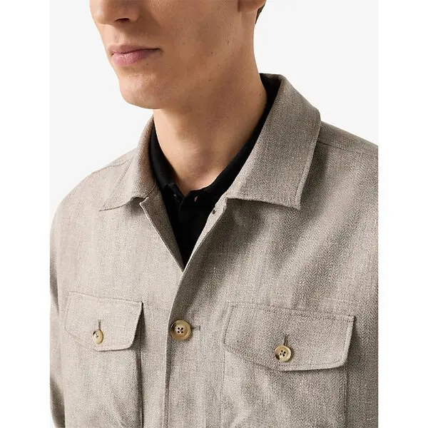Eton Patch-pocket Linen-blend Shirt Jacket