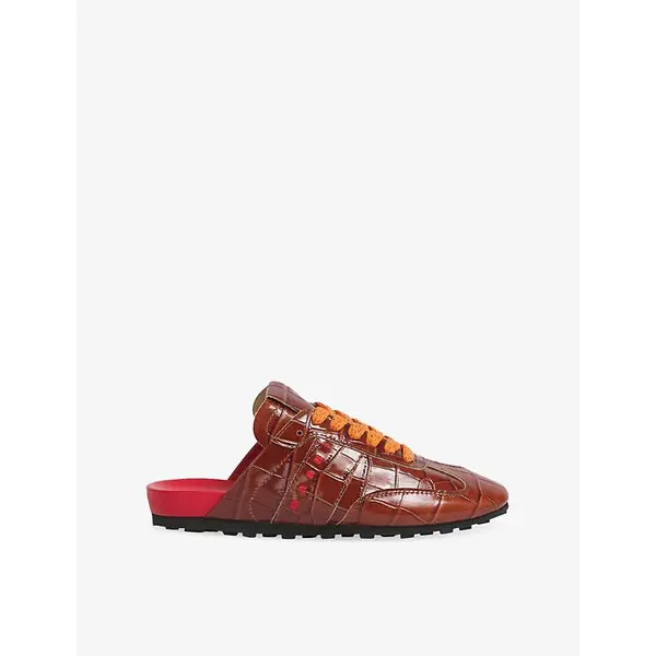 Marni Croc-effect Leather Trainer Mules