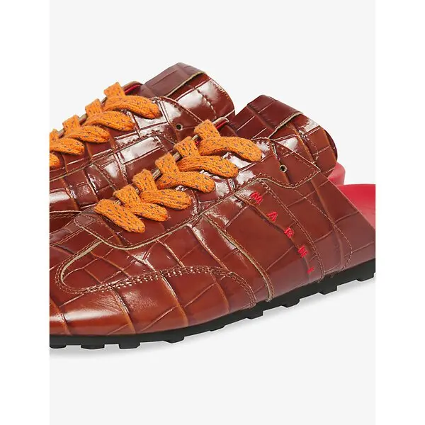 Marni Croc-effect Leather Trainer Mules