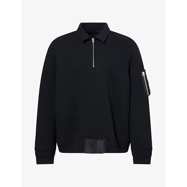 Sacai Patch-pocket 1/4 Zip Cotton-blend Sweatshirt