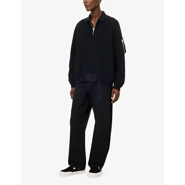 Sacai Patch-pocket 1/4 Zip Cotton-blend Sweatshirt