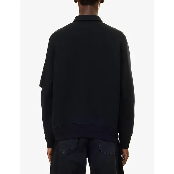 Sacai Patch-pocket 1/4 Zip Cotton-blend Sweatshirt