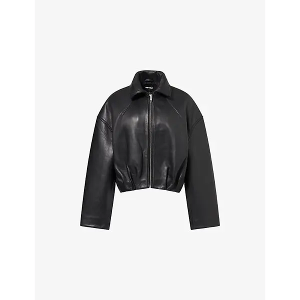 ROTATE BY BIRGER CHRISTENSEN Pleated Bonded Leather Jacket