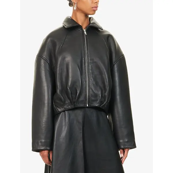 ROTATE BY BIRGER CHRISTENSEN Pleated Bonded Leather Jacket