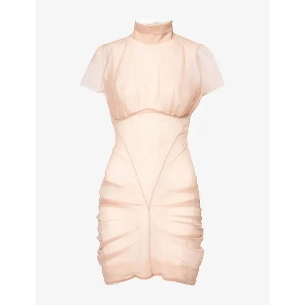 DILARA FINDIKOGLU Ruched Mesh Mini Dress