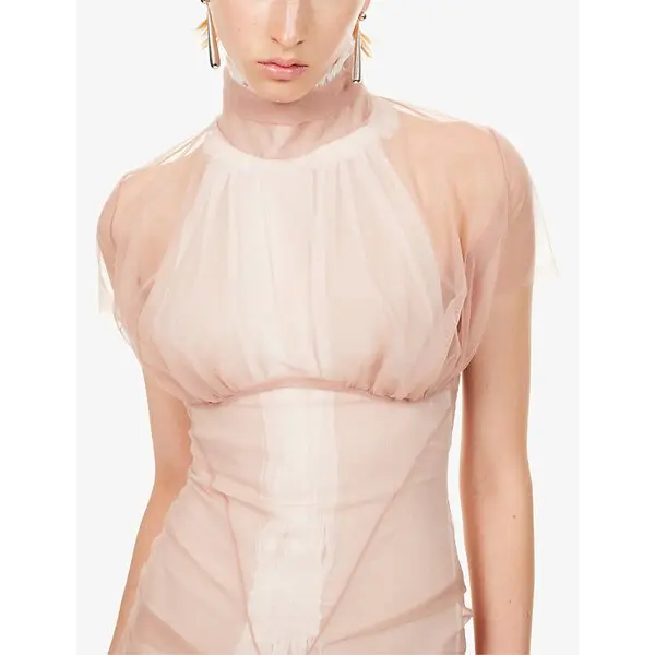 DILARA FINDIKOGLU Ruched Mesh Mini Dress