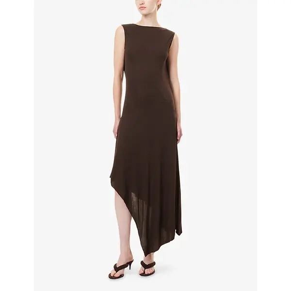 Alaïa Draped Backless Crepe Midi Dress