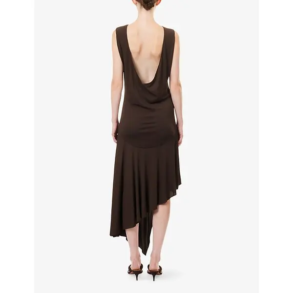 Alaïa Draped Backless Crepe Midi Dress