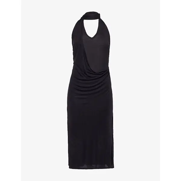 BELLE ANNA Duo Halterneck Wool-blend Midi Dress