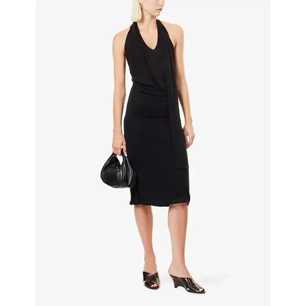 BELLE ANNA Duo Halterneck Wool-blend Midi Dress