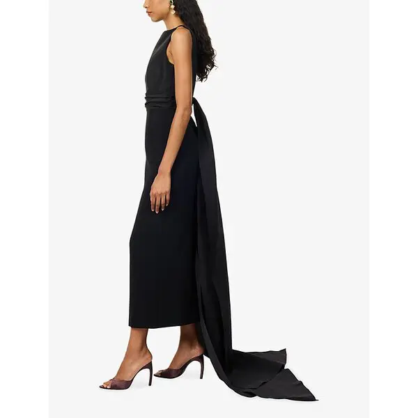 Carolina Herrera Column Bow-embellished Crepe Maxi Dress