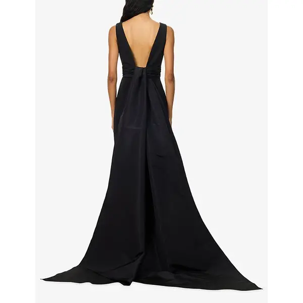 Carolina Herrera Column Bow-embellished Crepe Maxi Dress