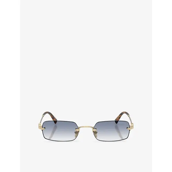 Miu Miu Rectangle Frame Metal Sunglasses - Gold
