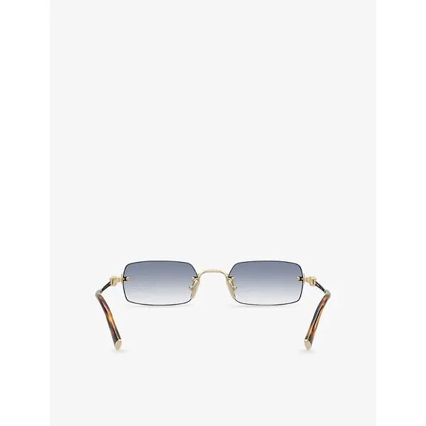 Miu Miu Rectangle Frame Metal Sunglasses - Gold