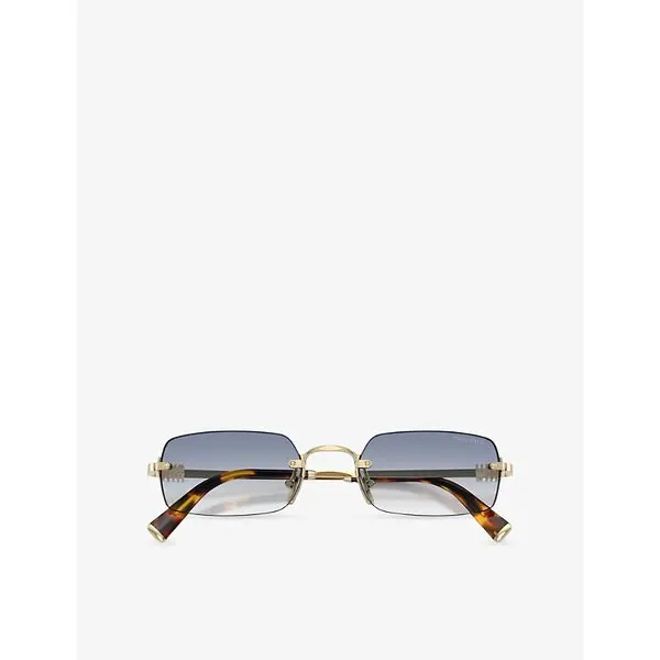 Miu Miu Rectangle Frame Metal Sunglasses - Gold