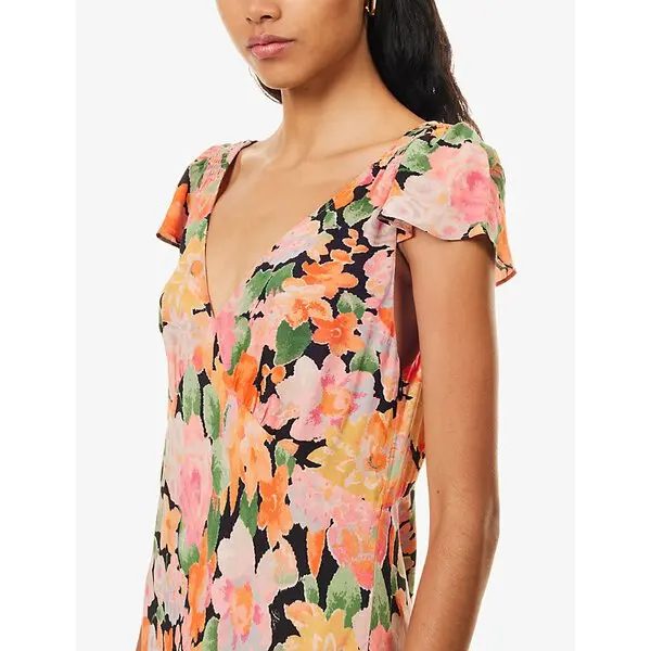 Rixo Cathy Printed Woven Midi Dress