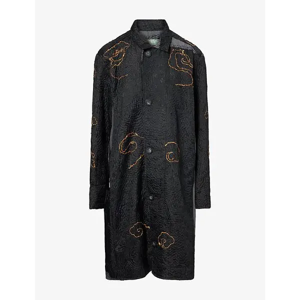 By Walid Embroidered Wool-and-silk Duster Coat