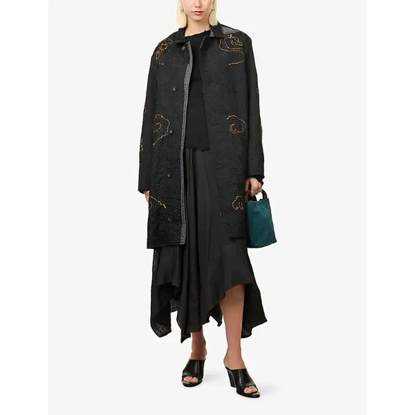 By Walid Embroidered Wool-and-silk Duster Coat