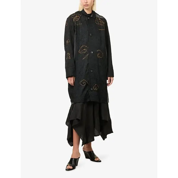 By Walid Embroidered Wool-and-silk Duster Coat