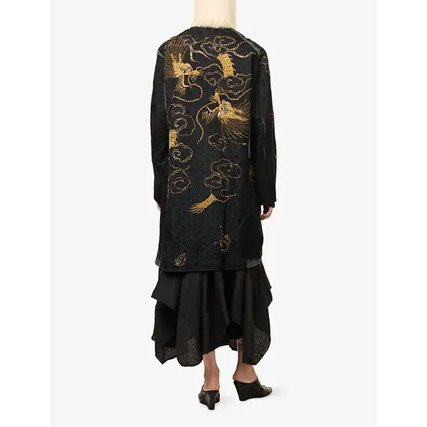 By Walid Embroidered Wool-and-silk Duster Coat