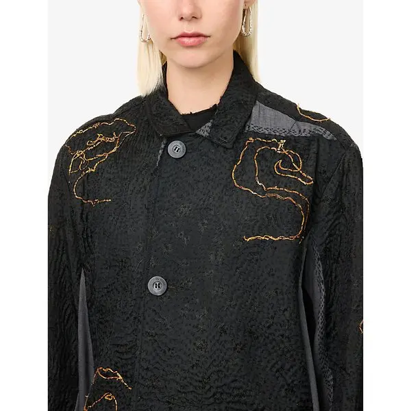 By Walid Embroidered Wool-and-silk Duster Coat