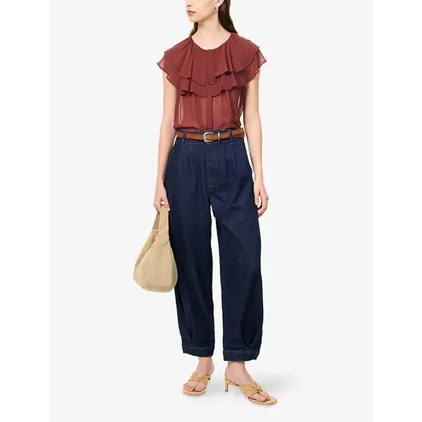 Paige Lucia Ruffled Sheer Blouse