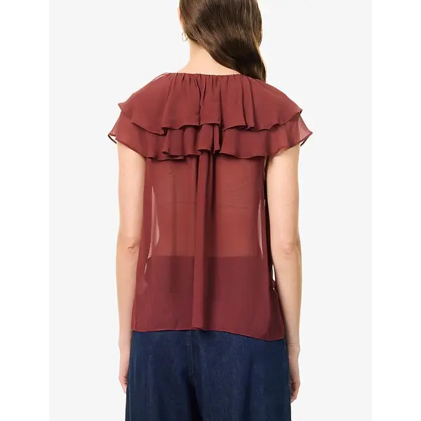 Paige Lucia Ruffled Sheer Blouse