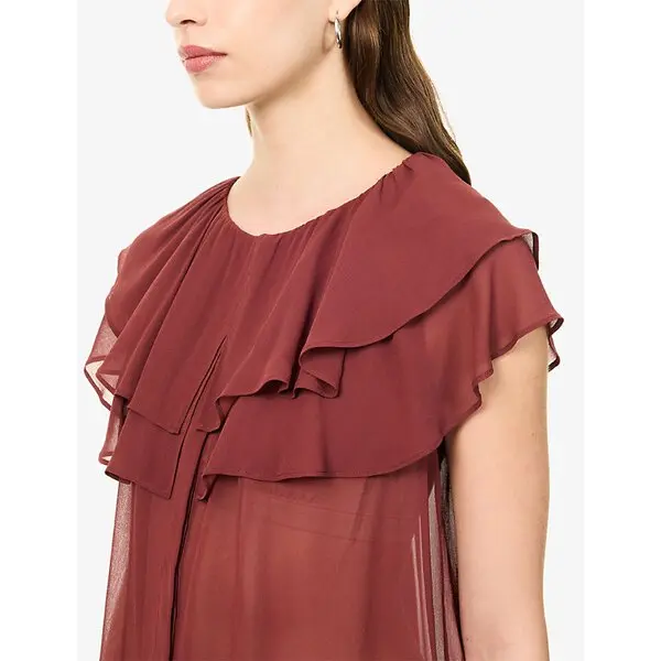 Paige Lucia Ruffled Sheer Blouse