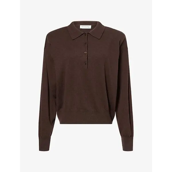 THE FRANKIE SHOP Croydon Padded-shoulder Wool-blend Polo Shirt - Brown