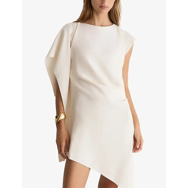 REISS Athena Draped Asymmetric Hem Woven Mini Dress
