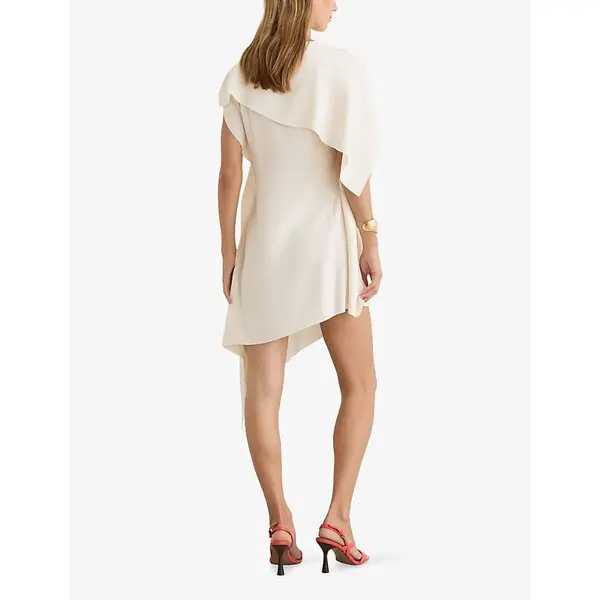 REISS Athena Draped Asymmetric Hem Woven Mini Dress