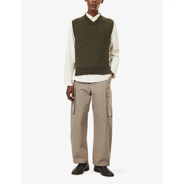 CRAIG GREEN Blanket V-neck Merino-wool And Cotton-blend Vest